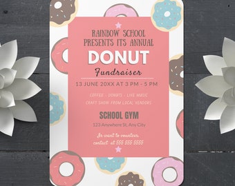 Editable Donut Fundraiser Flyer Template, Digital Donut Flyer ...
