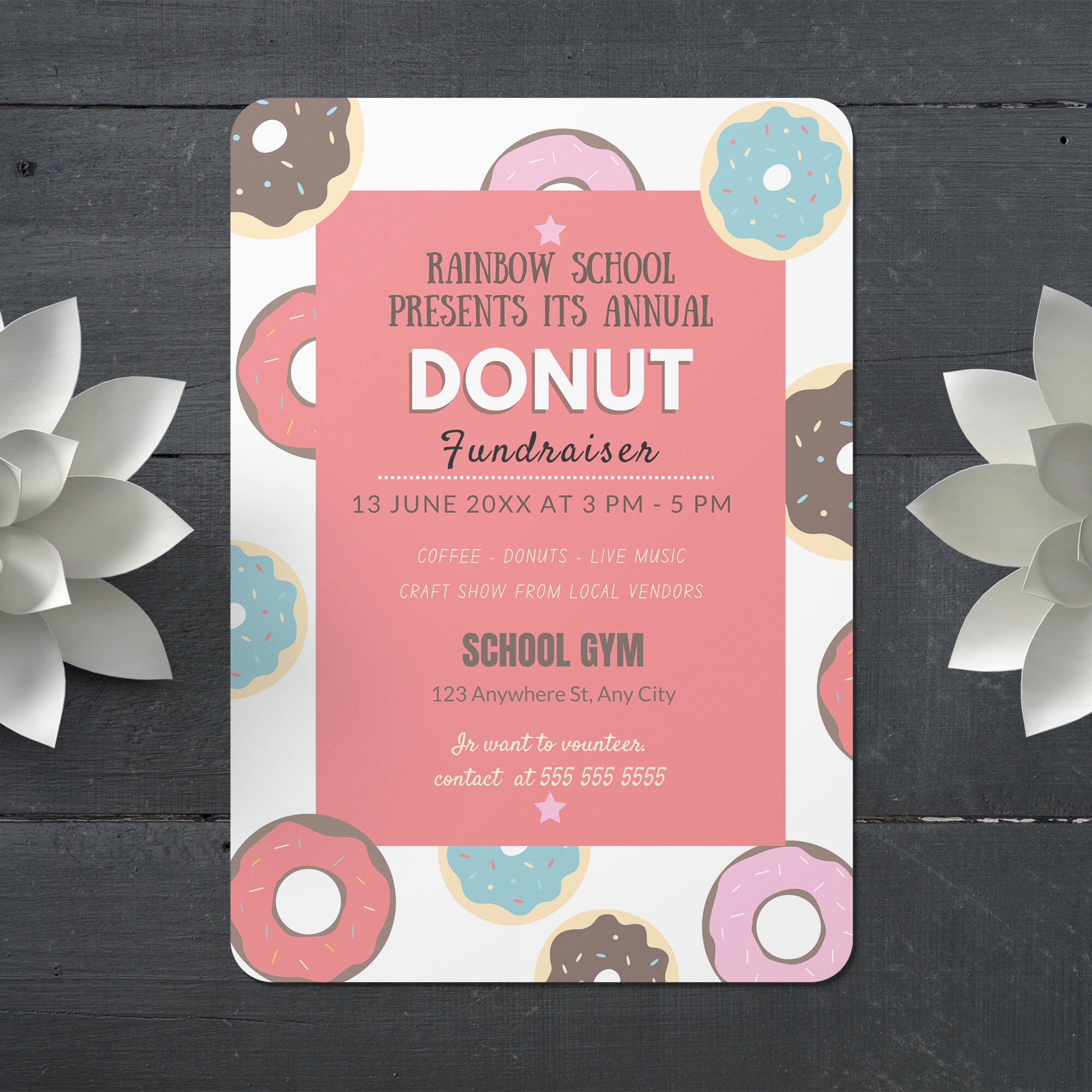 Editable Donut Fundraiser Flyer Template, Digital Donut Flyer ...