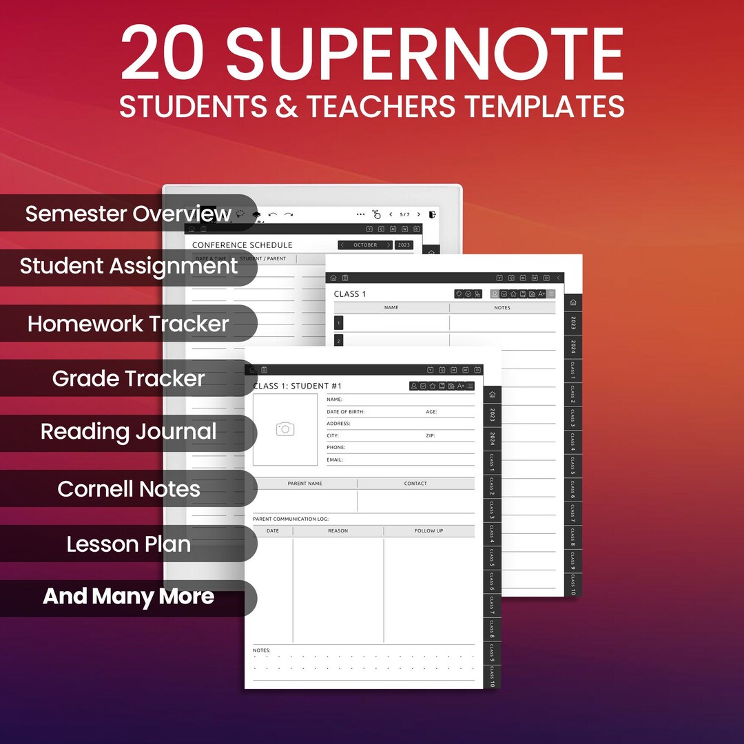 20 Supernote Students & Teachers Template Bundle, Supernote Template ...