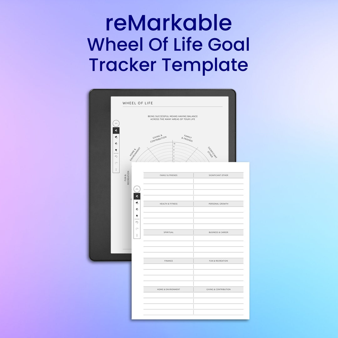 Remarkable 2 Wheel of Life Goal Tracker Template, Remarkable Templates ...