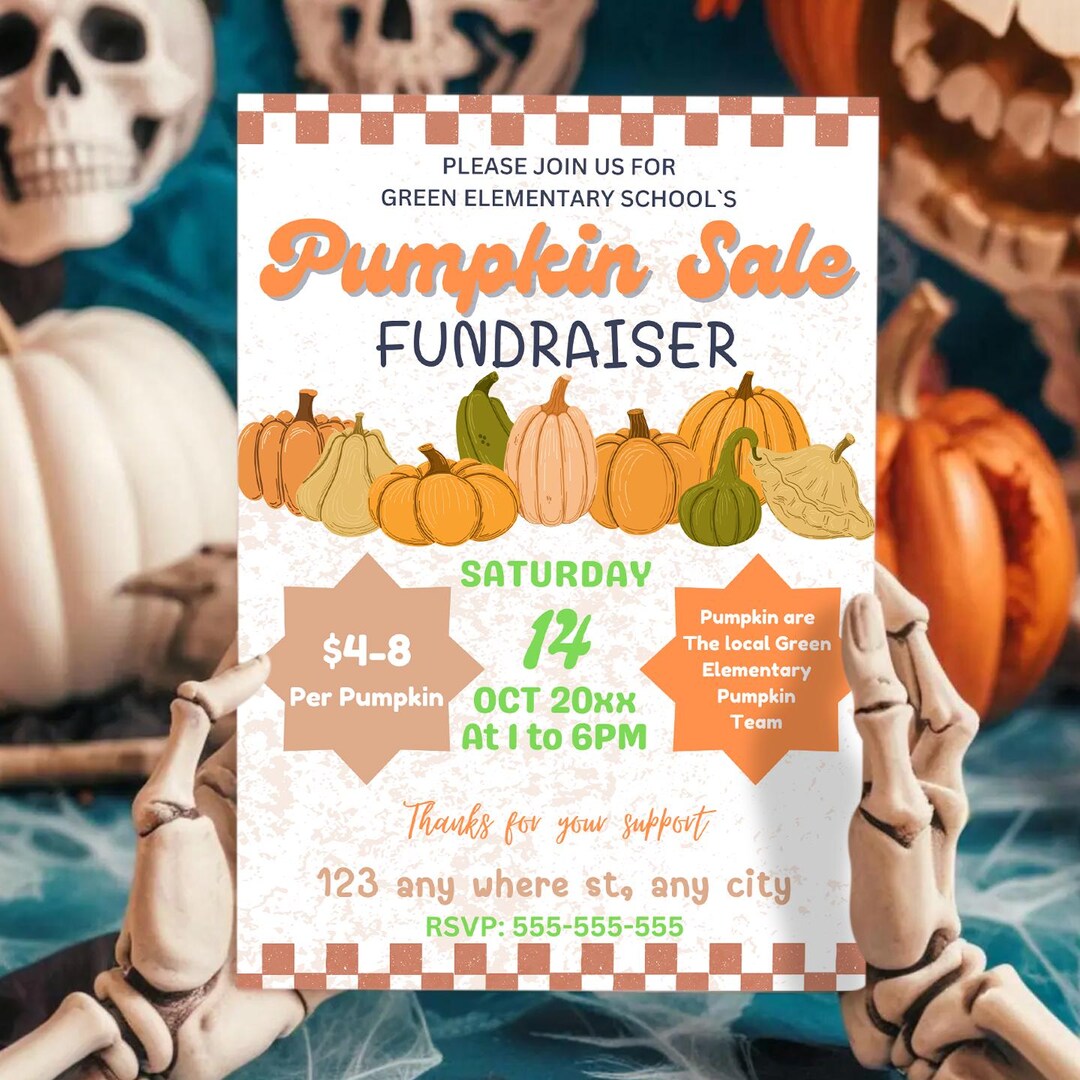 Editable Pumpkin Sale Halloween Fundraiser Flyer, Digital Printable ...