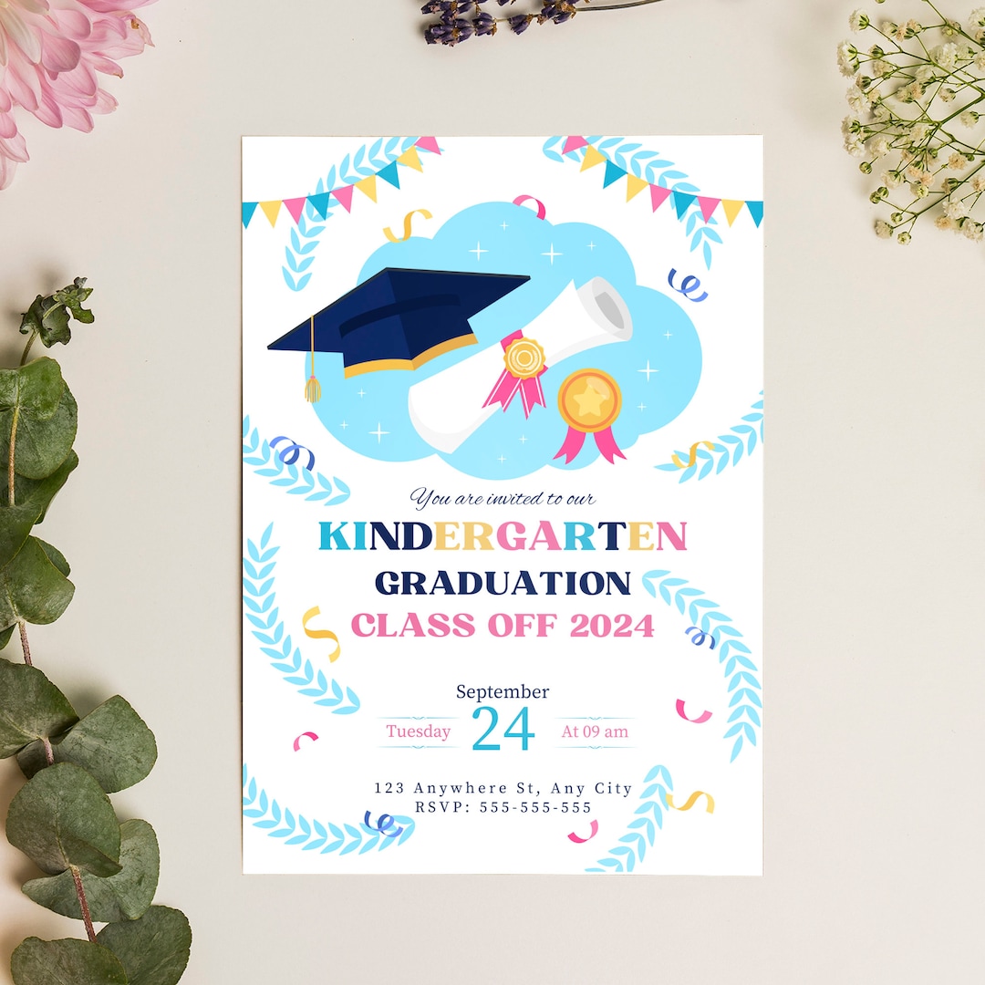 Editable Kindergarten Graduation Invitation, Printable Moving up ...