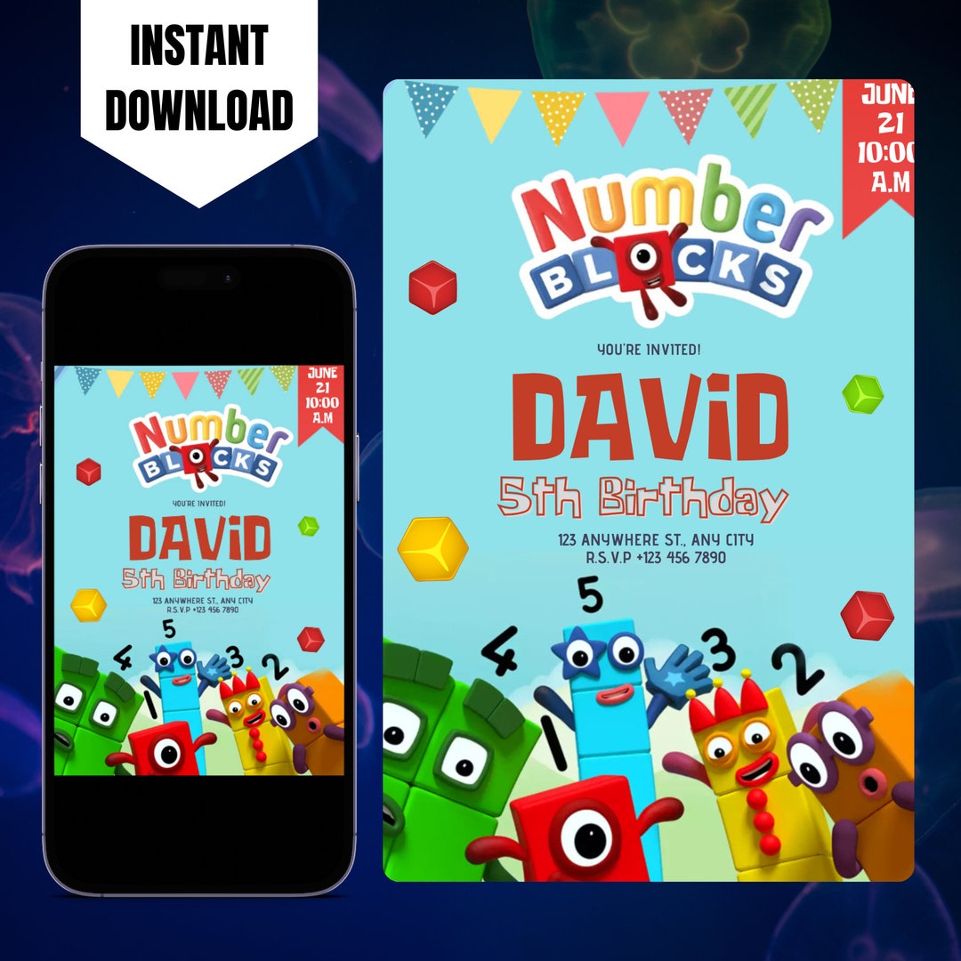 Editable Numberblocks Birthday Invitations Number Blocks Invite ...