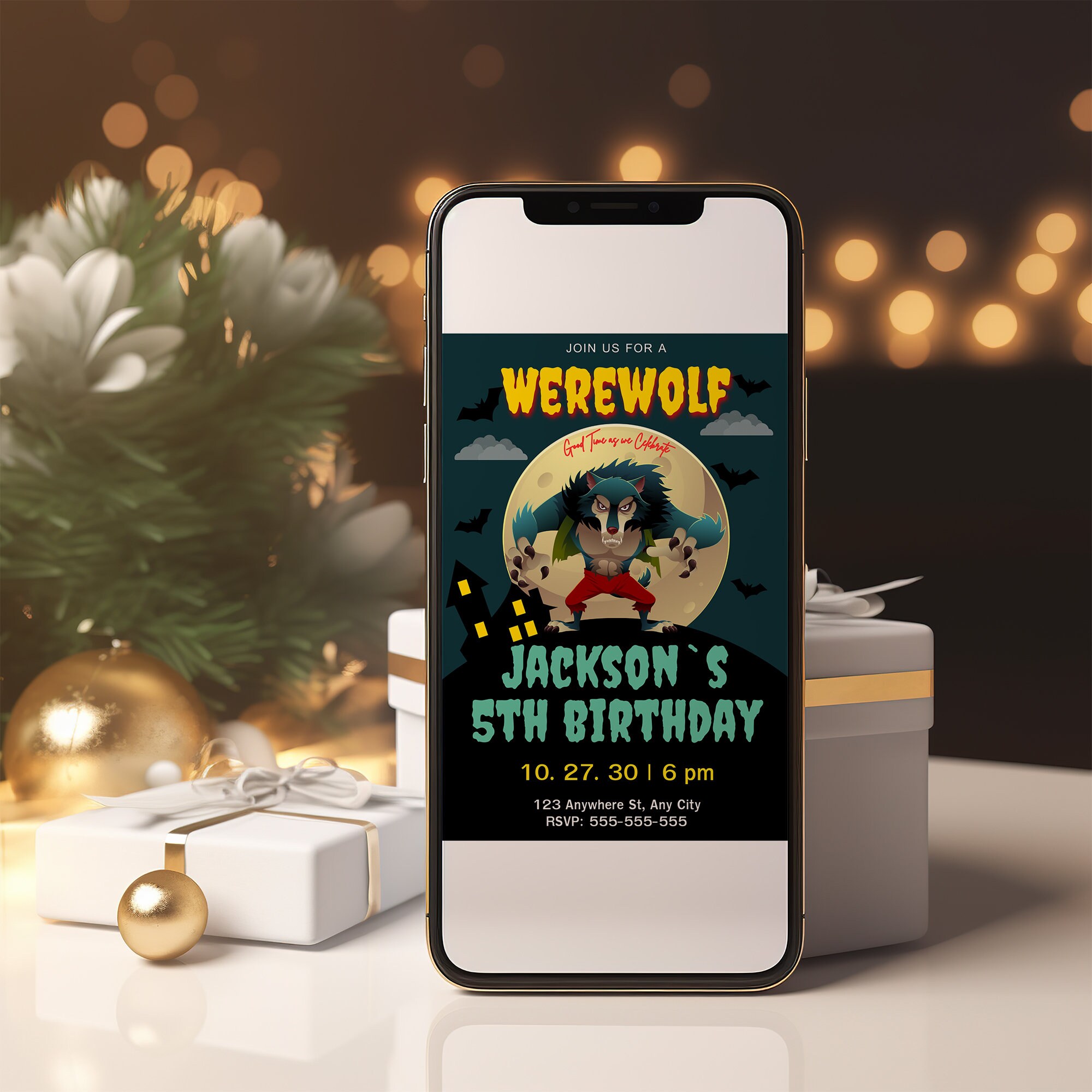 Editable Werewolf Birthday Invitation, Printable Halloween Invitation ...