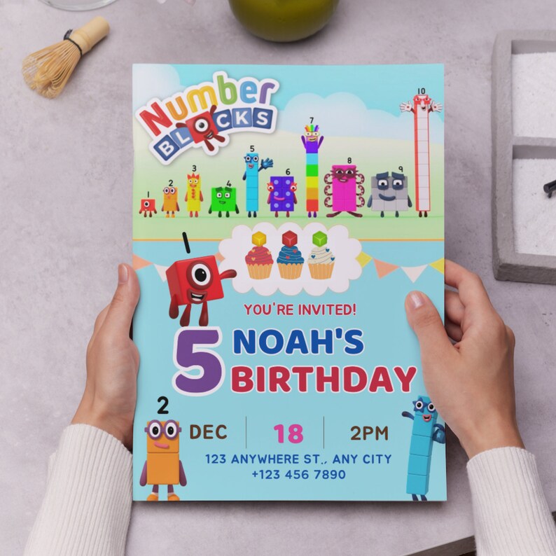 Editable Numberblocks Birthday Invite, Numberblock Birthday Party ...