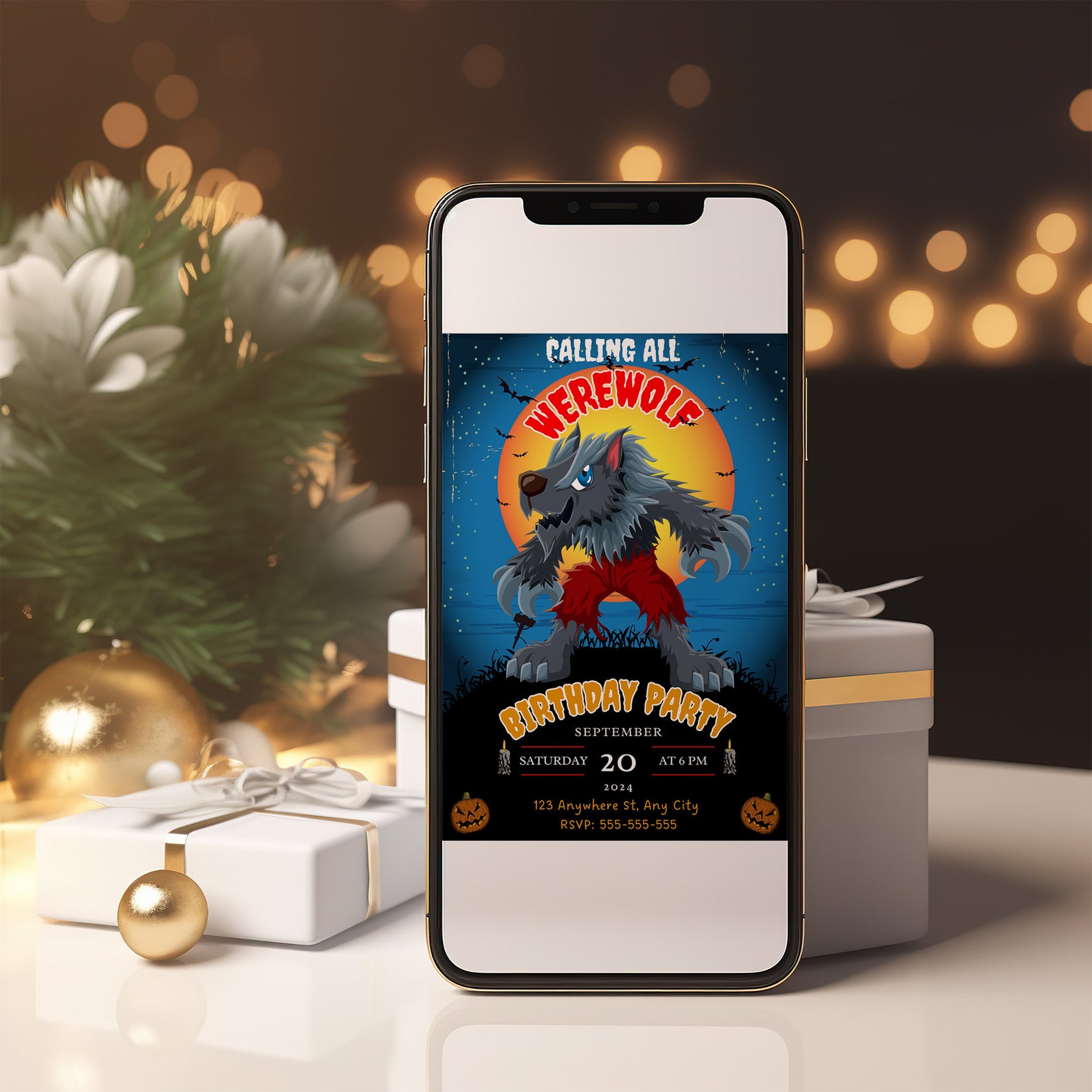 Editable Werewolf Birthday Party Invitation: Halloween Theme (digital ...