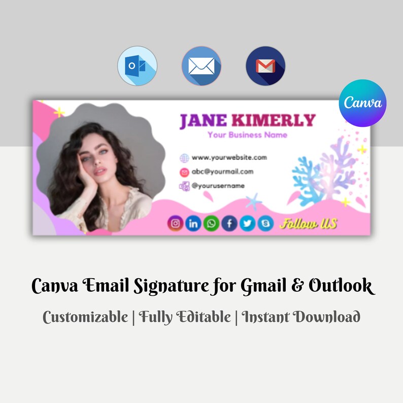 Gmail Signature Template, Canva Email Signature Design Gmail Outlook ...