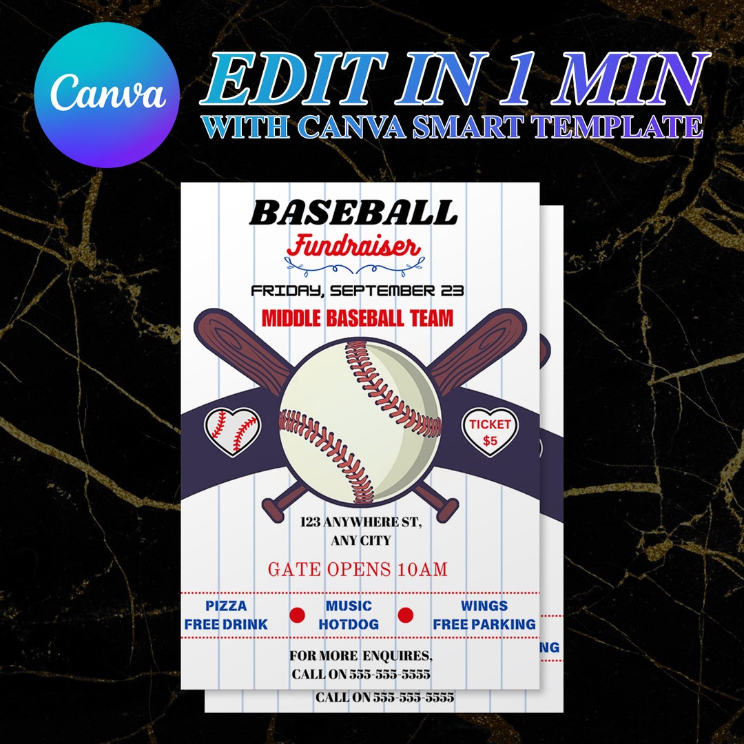 Editable Baseball Fundraiser Flyer Template, Digital Fill My Baseball ...