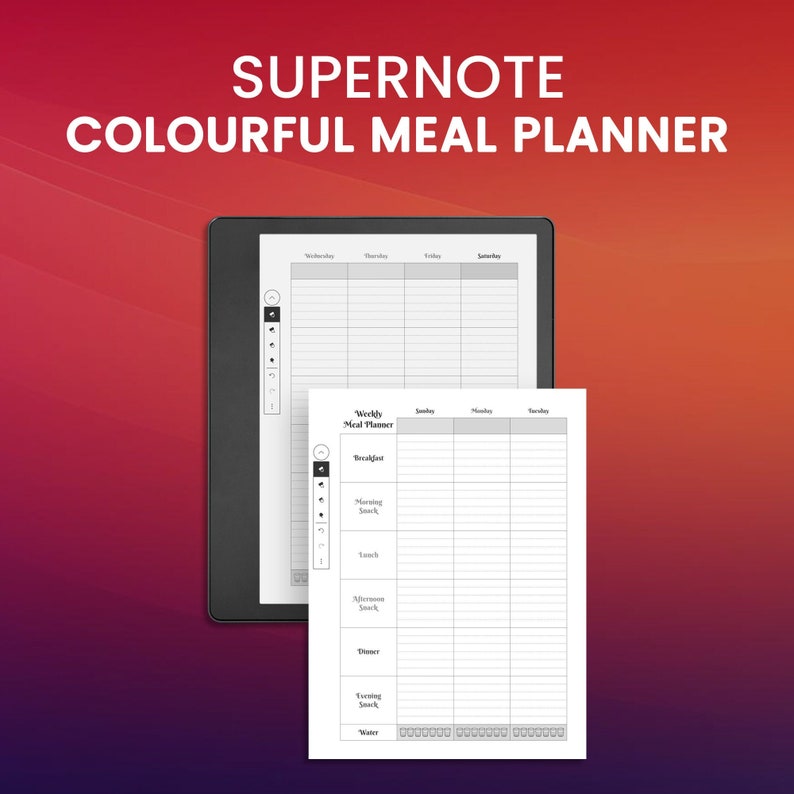 Supernote Colourful Meal Planner Template, Supernote Template ...