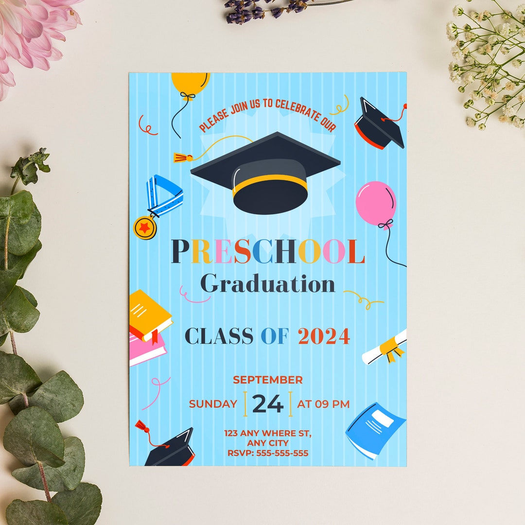 Editable Preschool Graduation Invitation, Printable Moving up Ceremony ...