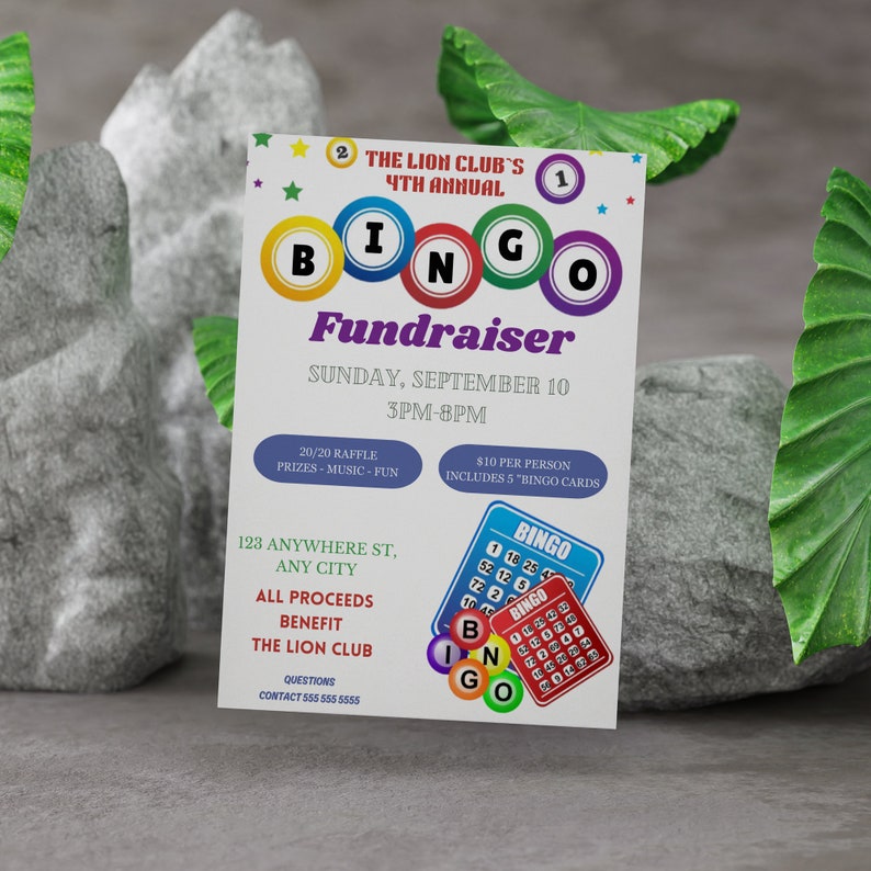 Editable Bingo Fundraiser Flyer Template, Digital Bingo Night Flyer ...