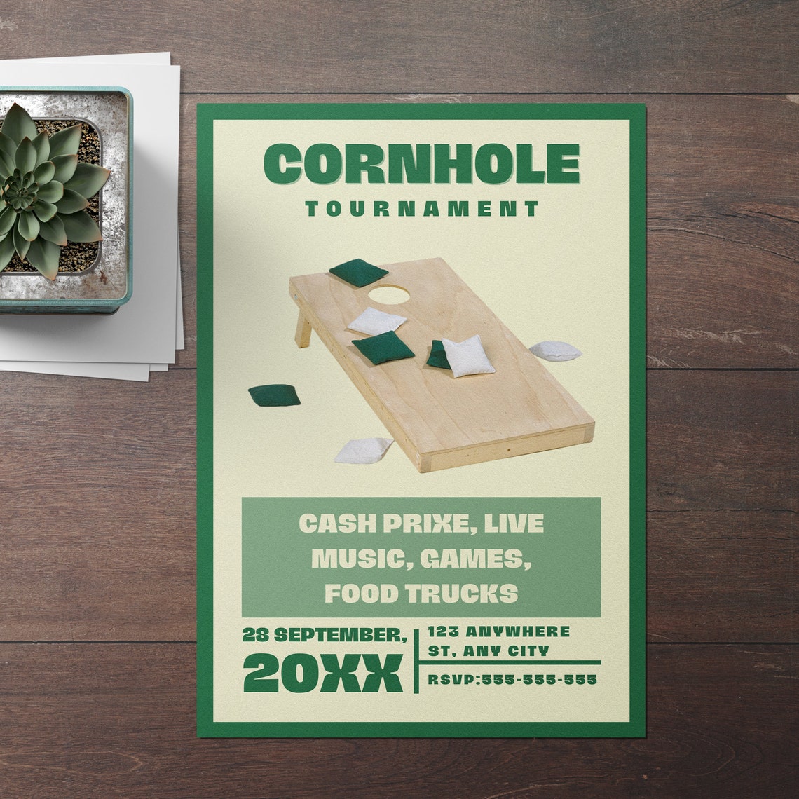 Editable Cornhole Tournament Flyer Template, Digital Cornhole ...