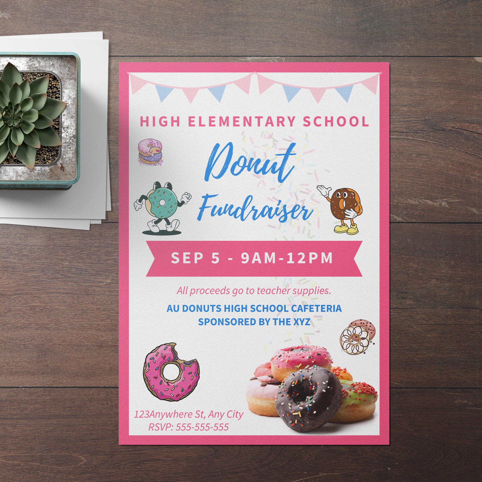 Editable Donut Fundraiser Flyer Template, Digital Donut Flyer ...