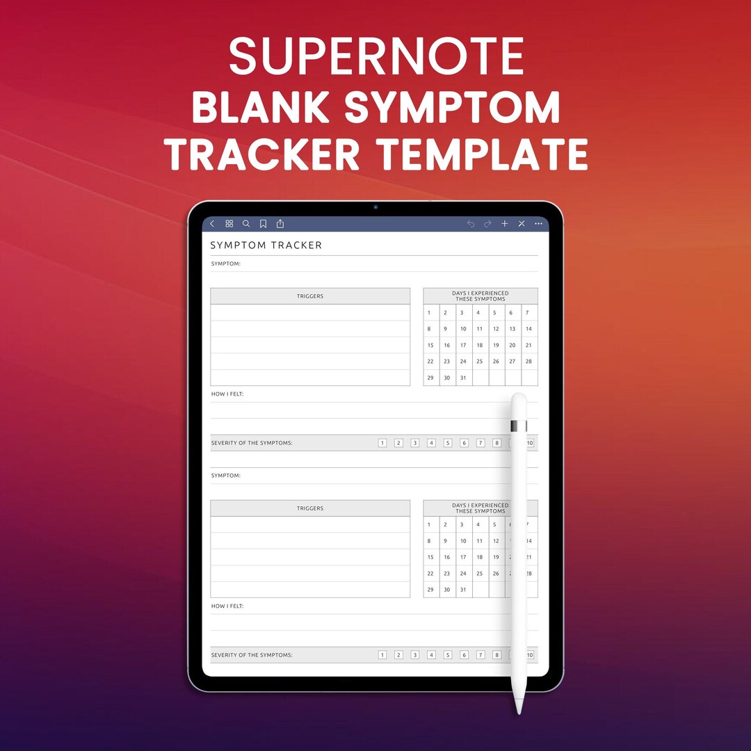 Supernote Blank Symptom Tracker Template, Supernote Template, Supernote ...