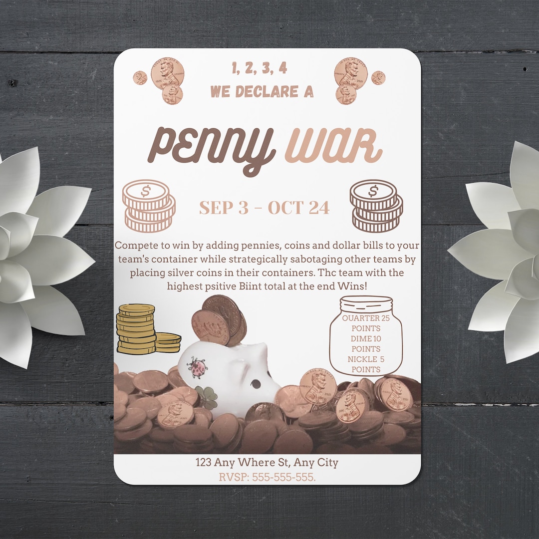 Editable Penny War Fundraiser Flyer Template, Digital Penny War Flyer ...