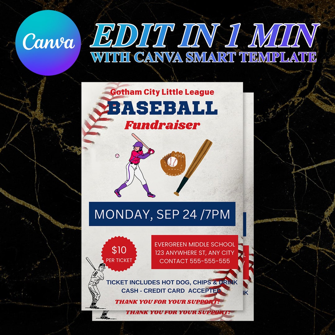 Editable Baseball Fundraiser Flyer Template, Digital Fill My Baseball ...