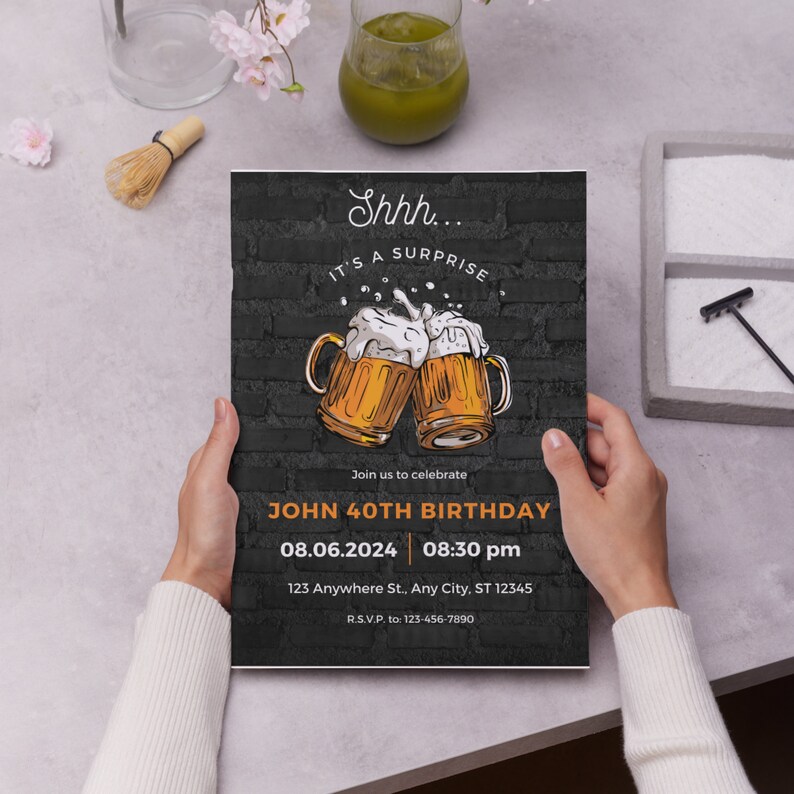 Editable Beer Surprise Birthday Party Invitation, Digital 30th 40th ...