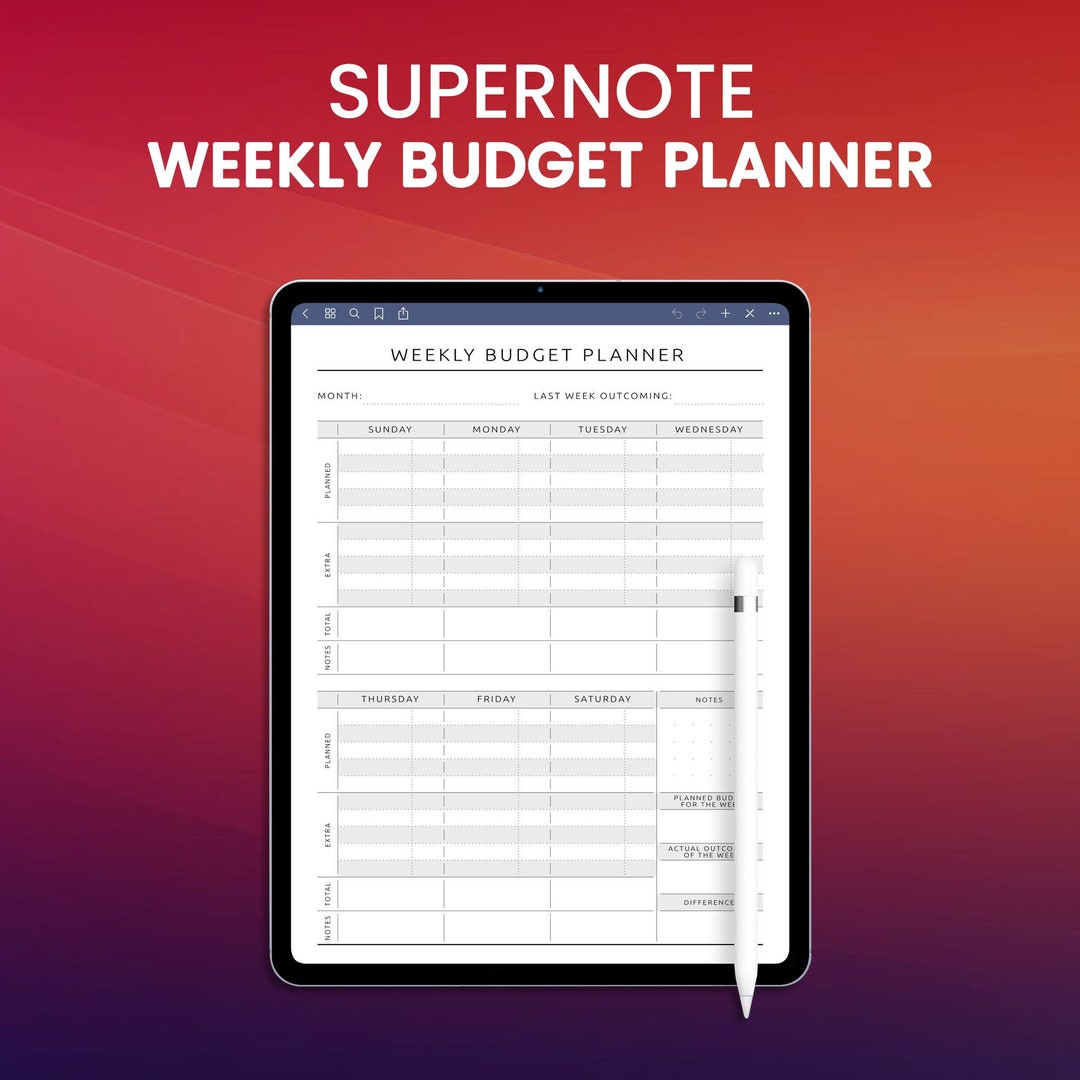 Supernote Weekly Budget Template, Supernote Template, Supernote A5X ...