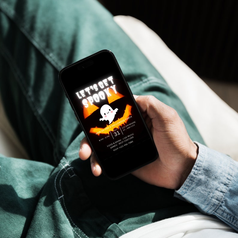 Editable Lets Get Spooky Invitation, Digital Let's Get Spooky Halloween ...