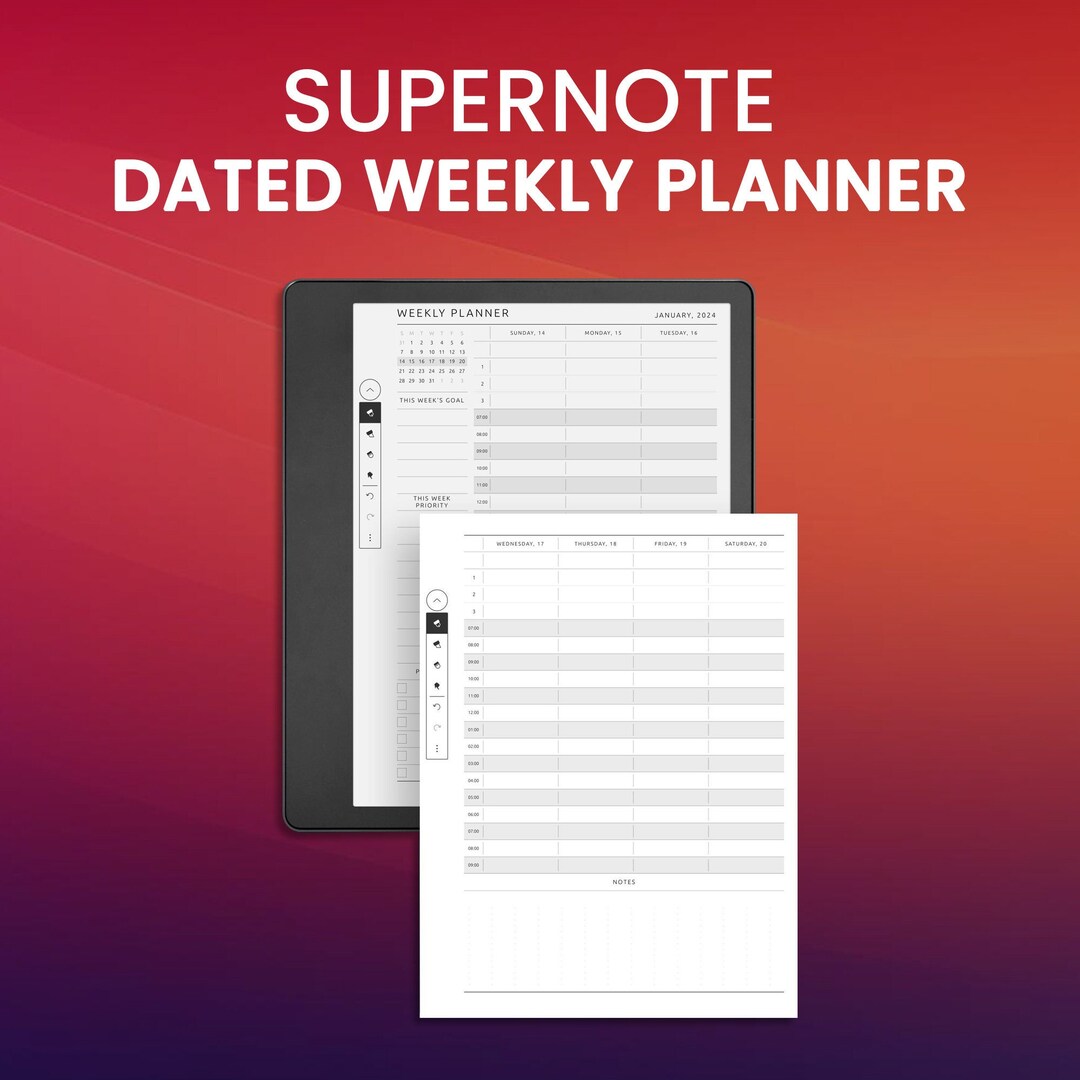 Supernote Dated Weekly Planner Template, Supernote Template, Supernote ...