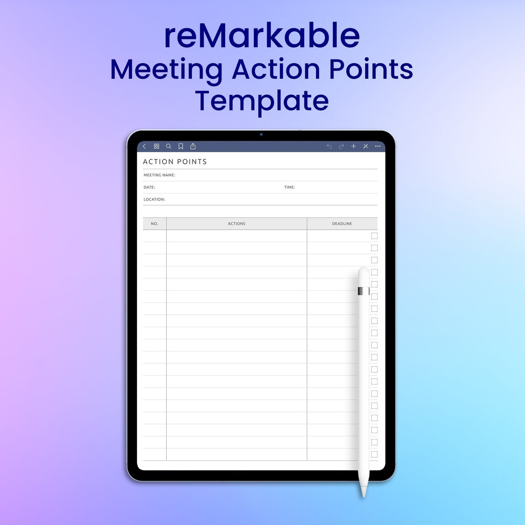 Remarkable 2 Meeting Action Points Template, Remarkable Templates ...