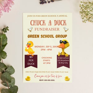Editable Chuck a Duck Fundraiser Flyer Template, Digital Duck Derby ...