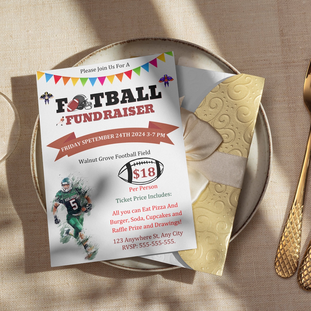 Editable Football Fundraiser Flyer Template, Digital Football Team ...