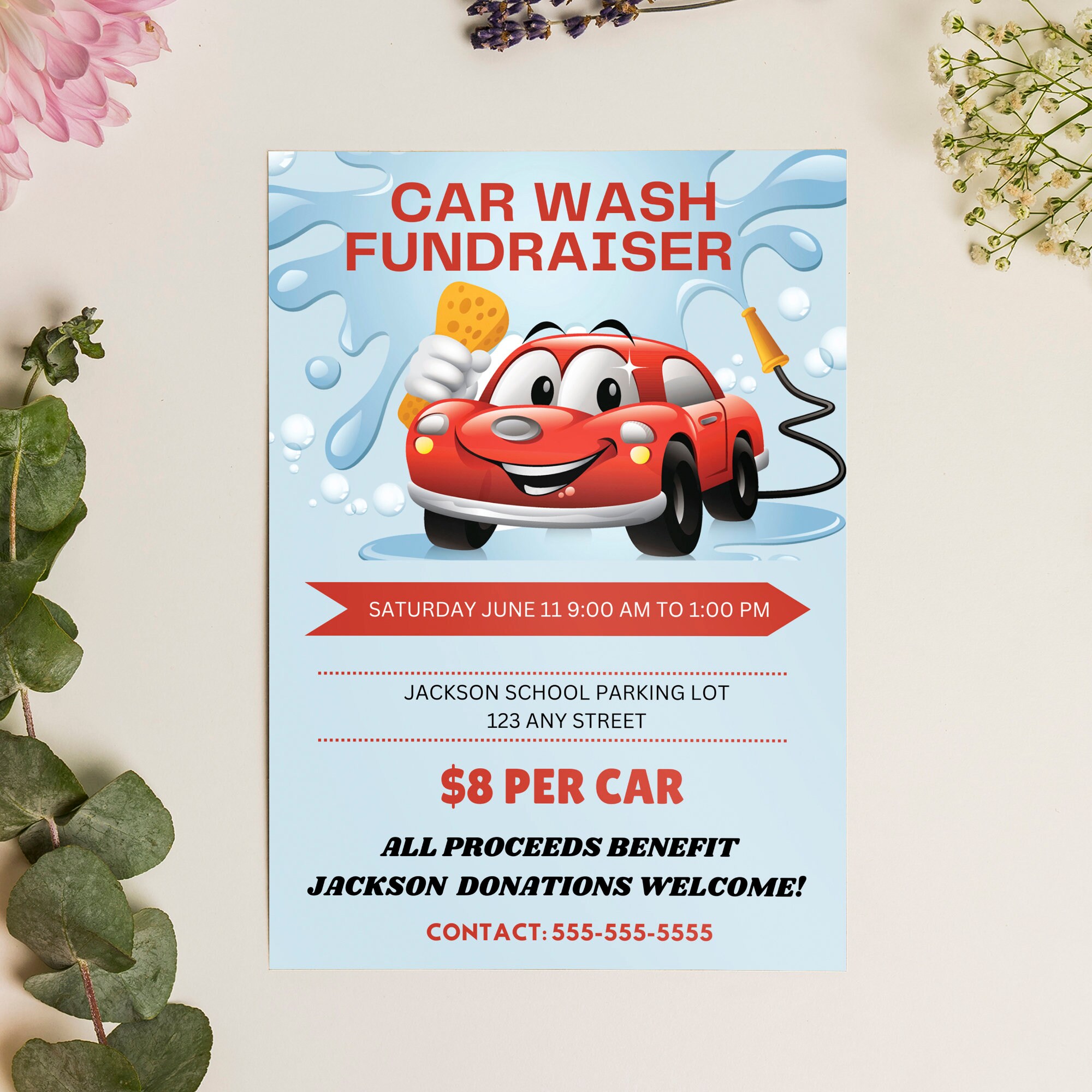 Editable Car Wash Fundraiser Flyer Template, Digital Car Wash Flyer ...