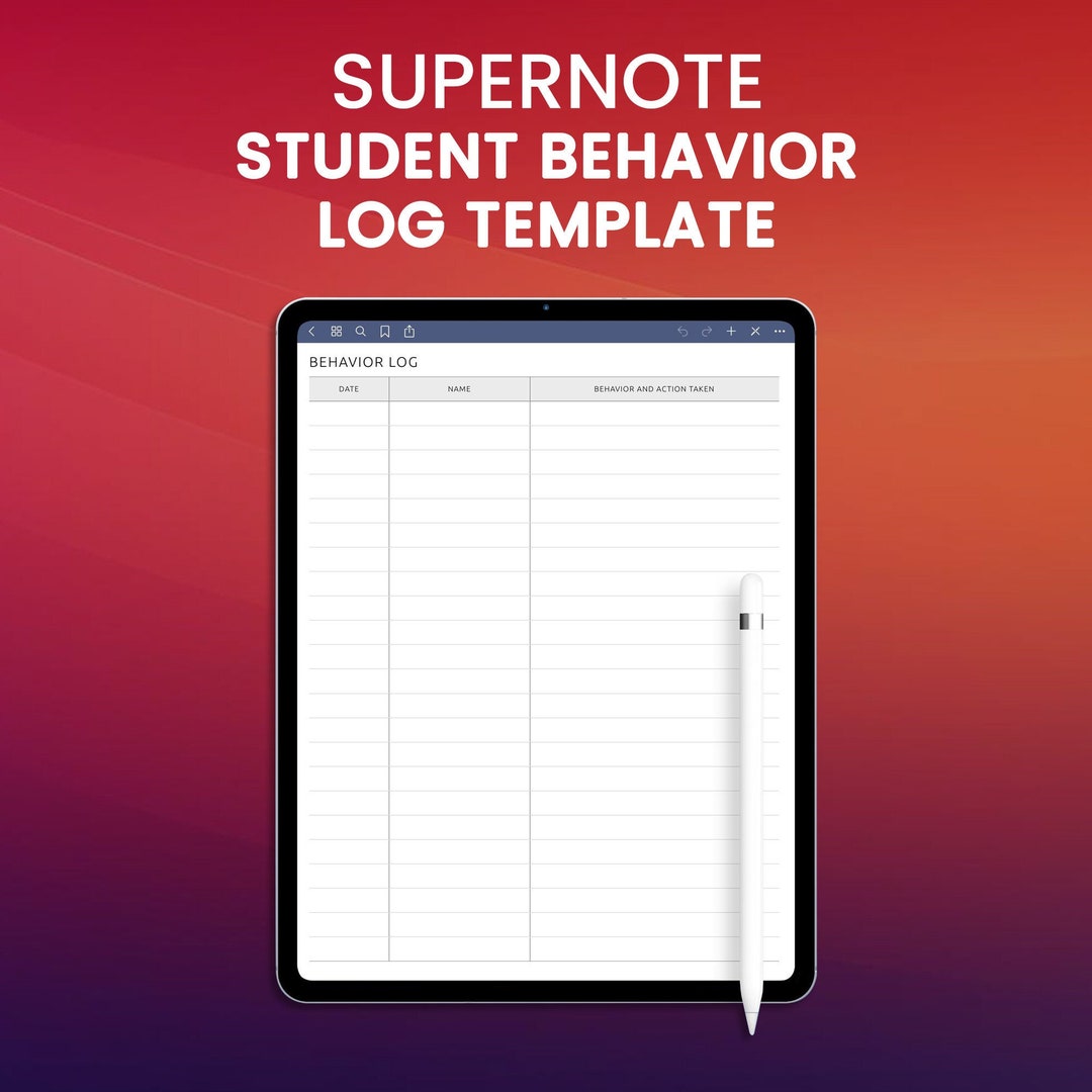 Supernote Student Behavior Log Template, Supernote Template, Supernote ...