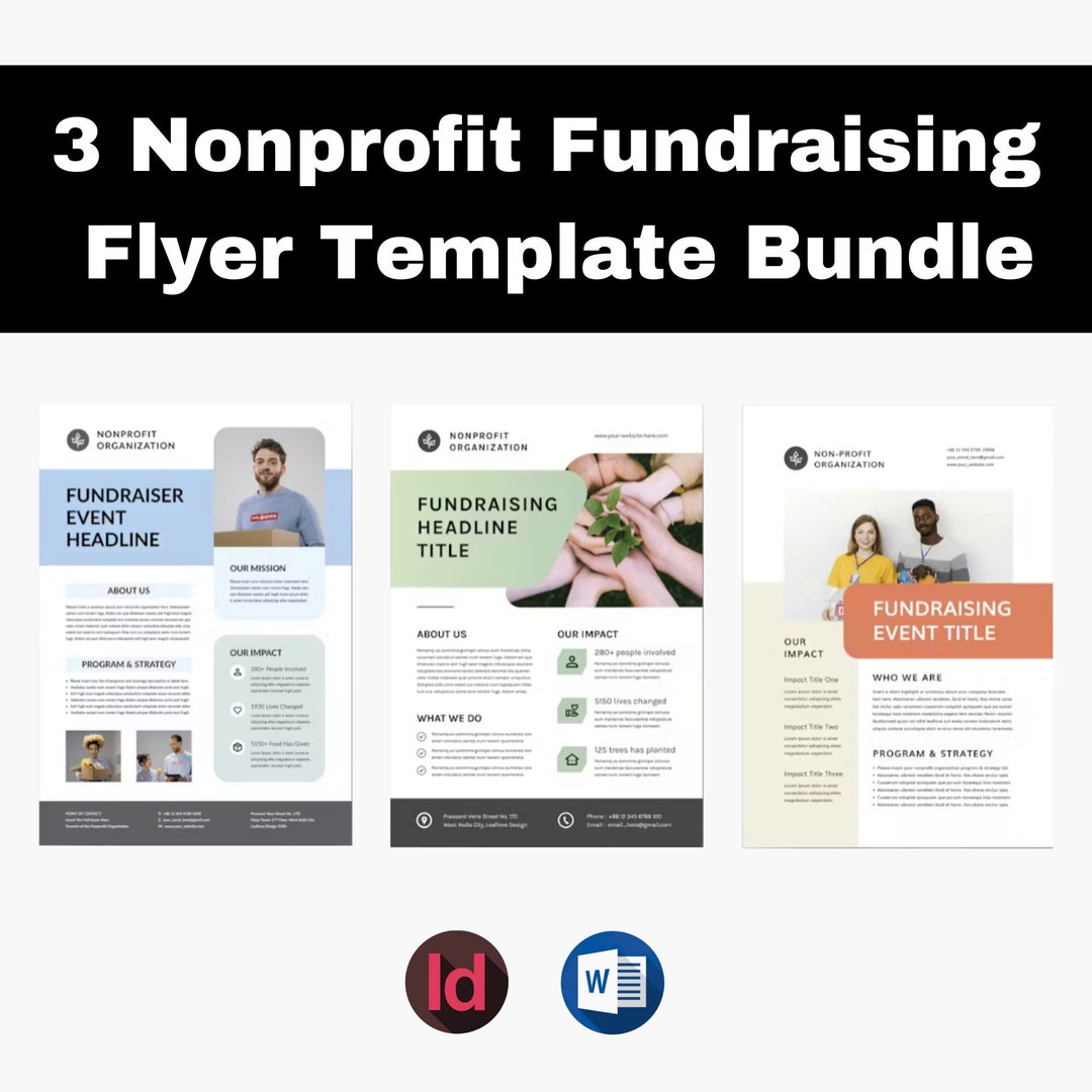 3 Nonprofit Fundraising Flyer Template Bundle, Nonprofit Organization ...