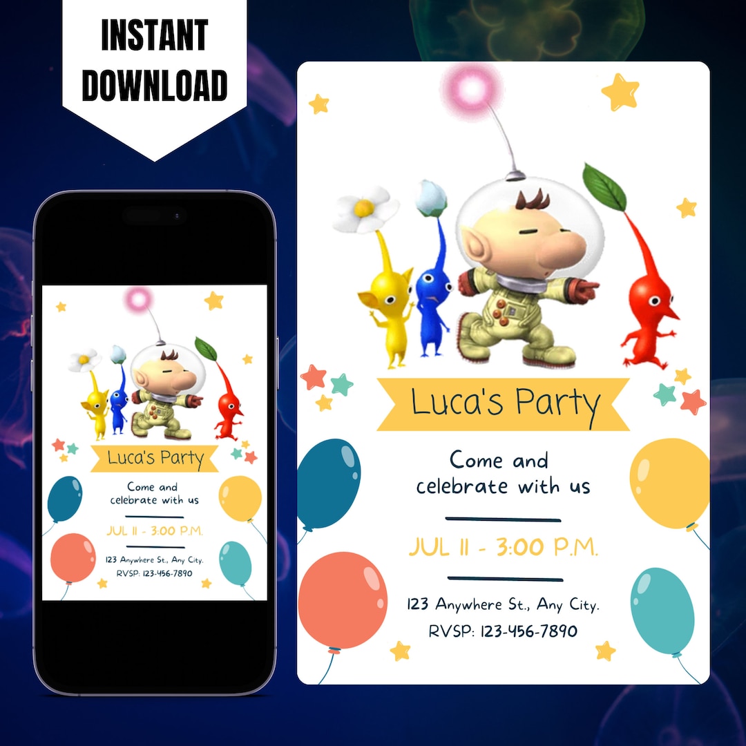 Editable Pikmin Invitation, Digital Pikmin Birthday Invitation ...