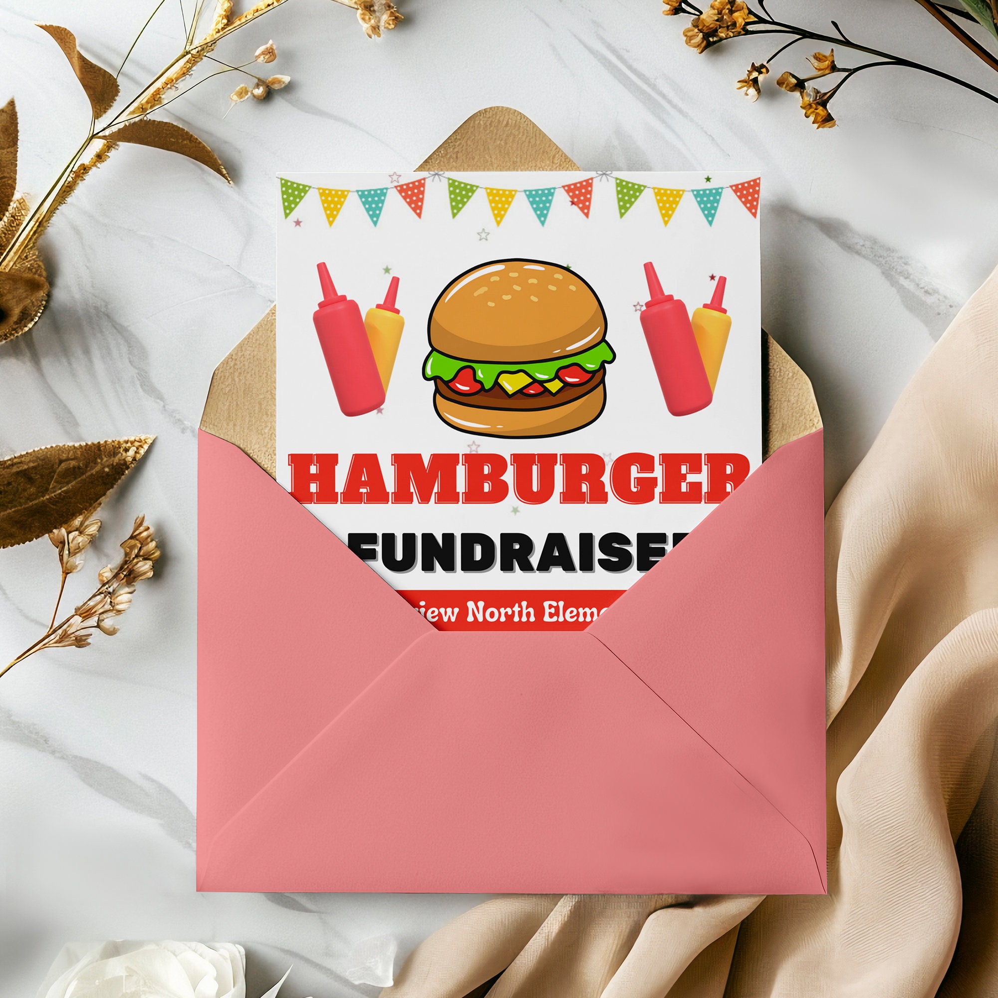 Editable Hamburger Fundraiser Flyer Template, Digital Burger Cookout ...