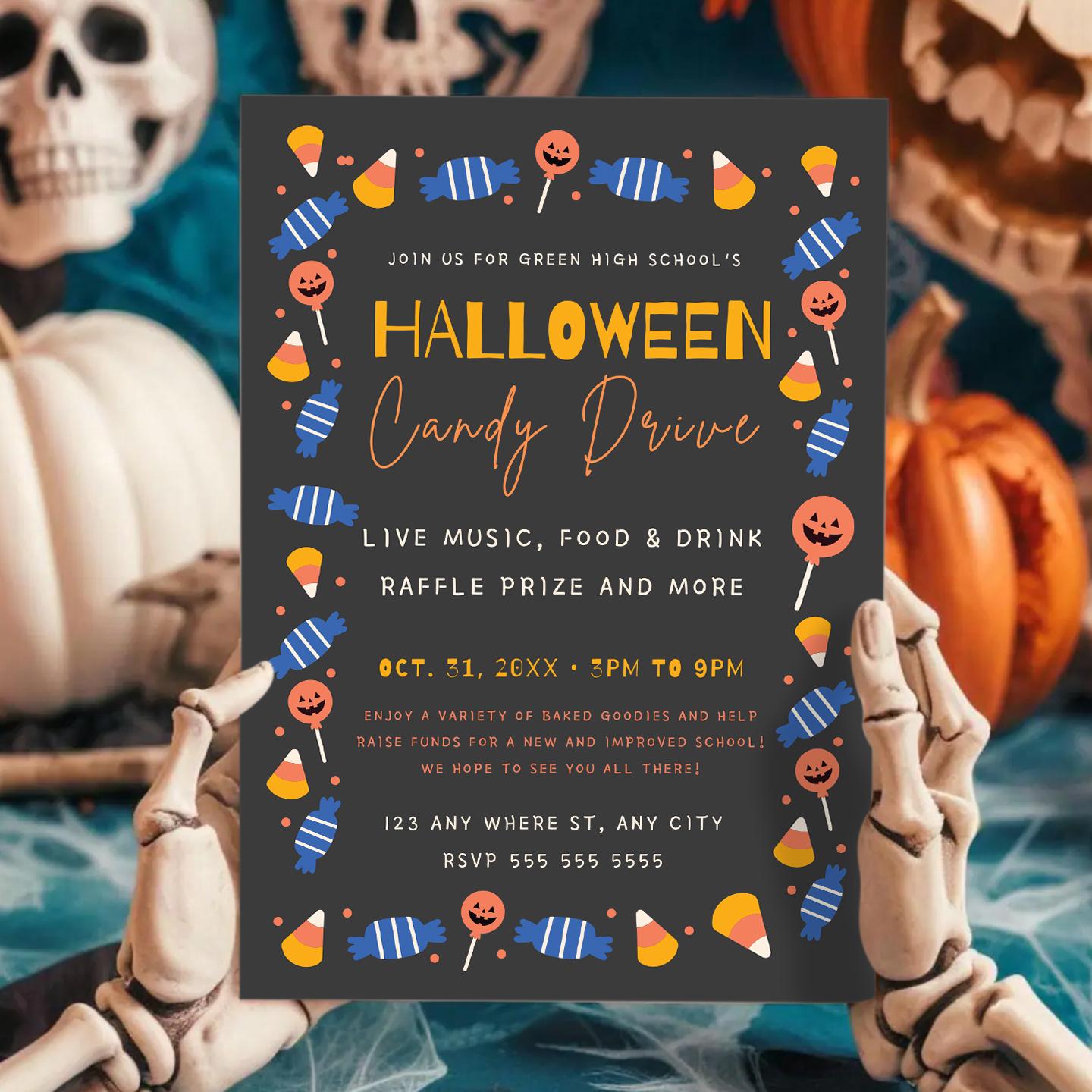 Editable Candy Drive Halloween Fundraiser Flyer, Digital Halloween ...