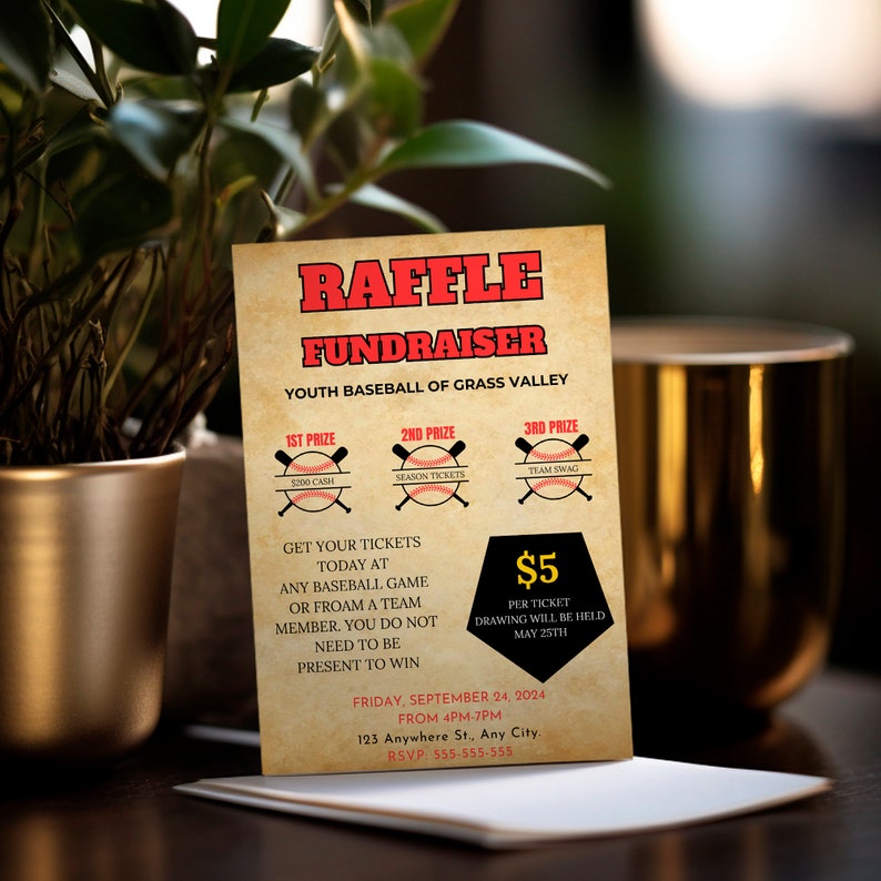 Editable Raffle Fundraiser Flyer Template, Digital Raffle Ticket ...