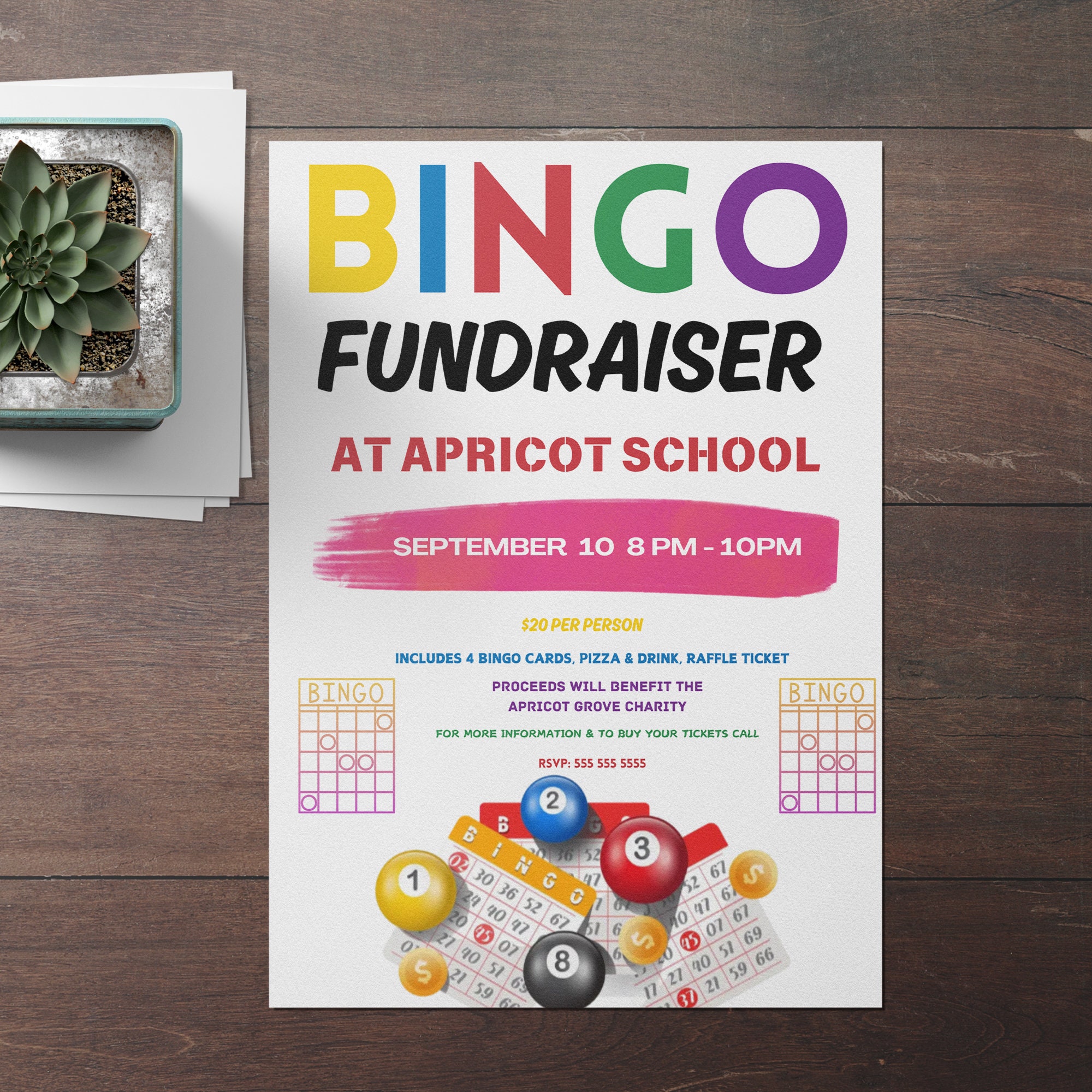 Editable Bingo Fundraiser Flyer Template, Digital Bingo Night Flyer ...