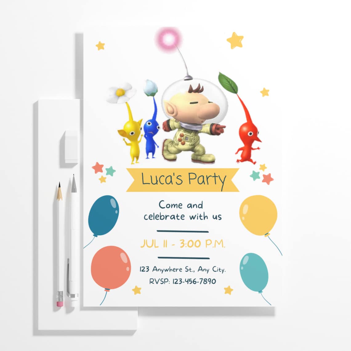 Editable Pikmin Invitation, Digital Pikmin Birthday Invitation ...