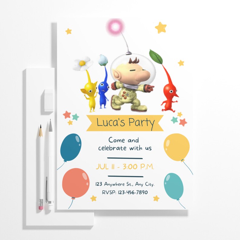 Editable Pikmin Invitation, Digital Pikmin Birthday Invitation ...