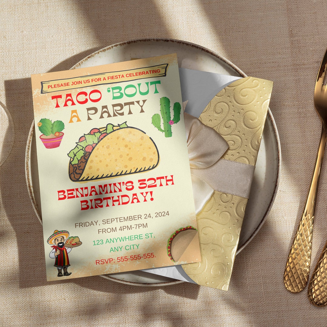 Editable Taco Bout Party Birthday Invitation, Printable Taco Bout a ...