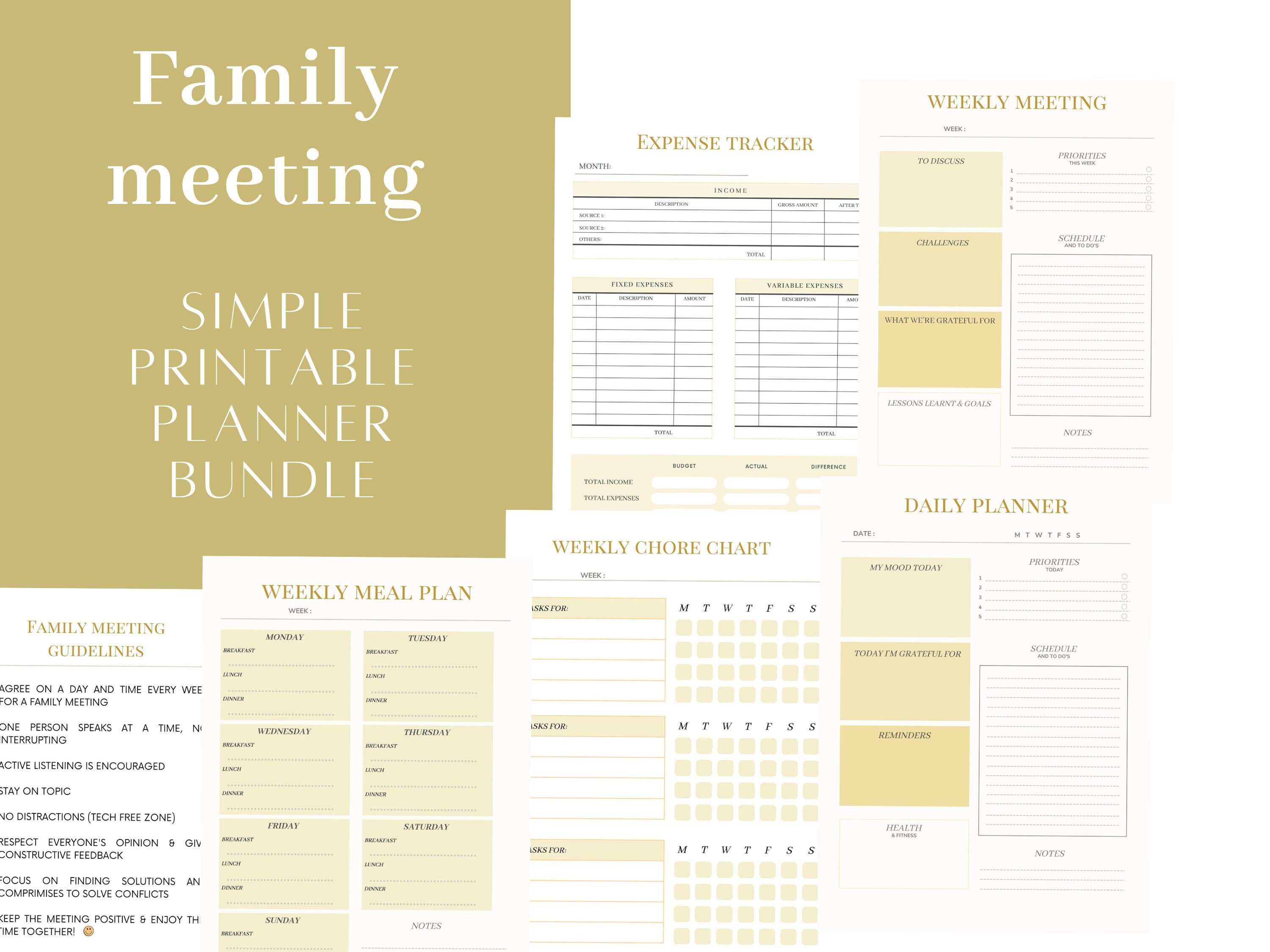 Family Planner Printable Family Meeting Guide Weekly Planner Digital ...