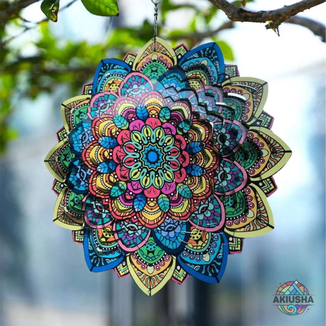 Mandala Wind Spinner 3D Mandala Hanging Wind Chimes Home - Etsy