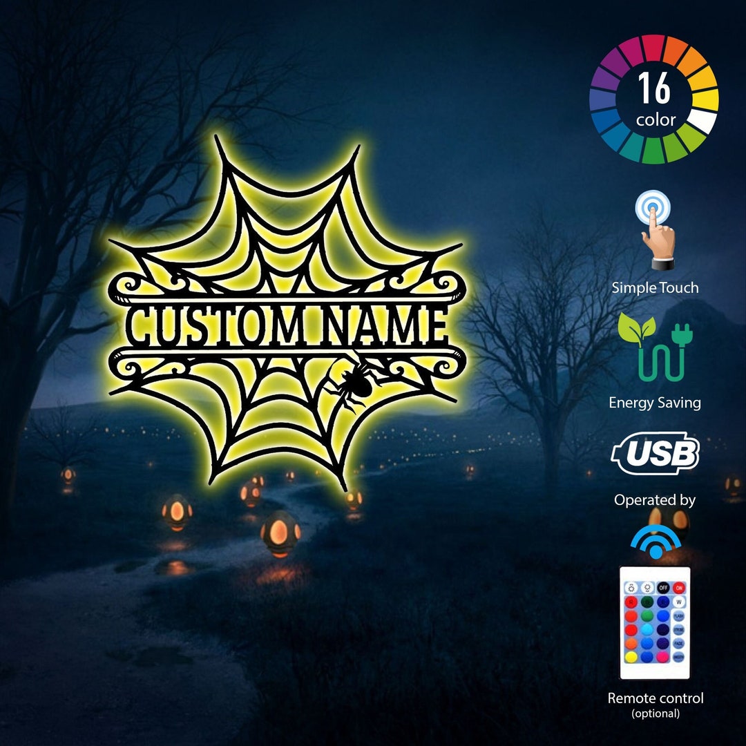 Spider Web Name Sign Halloween Decor Cobweb Decor Halloween - Etsy