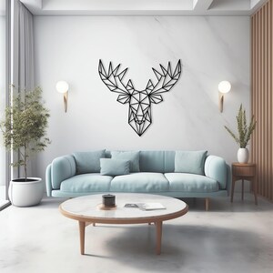 Geometric Moose Head Wall Art – Modern Polygon Metal Animal Decor for ...