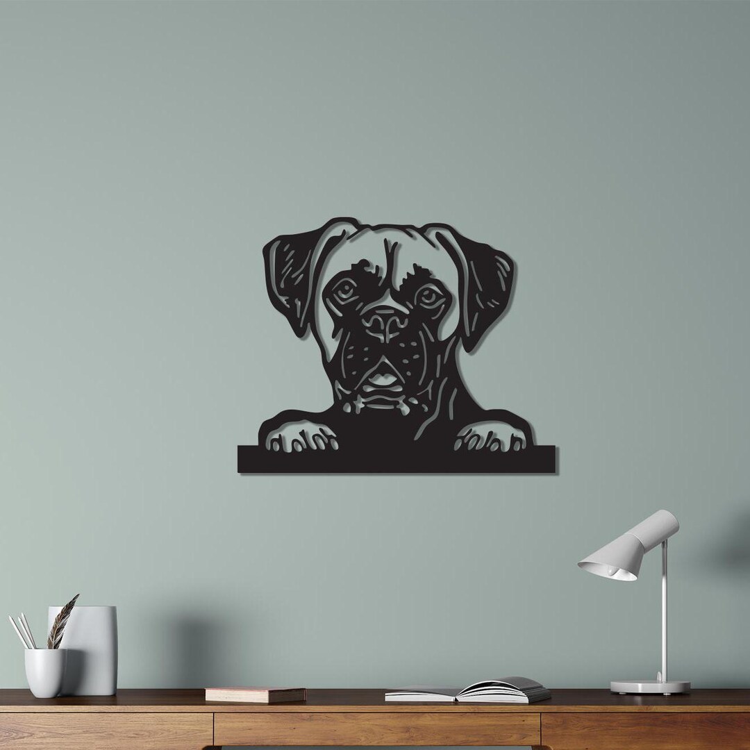 Boxer Dog Metal Wall Art, Living Room Metal Home Decor, Dog Wall Decor ...