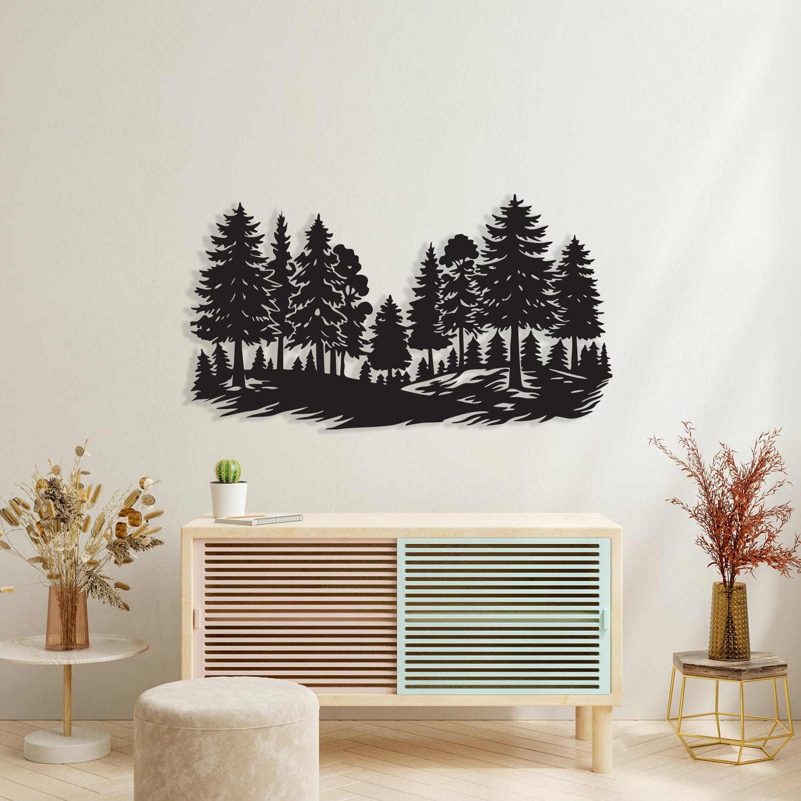 Pine Tree Metal Wall Art: Rustic Woodland Cabin Decor - Etsy