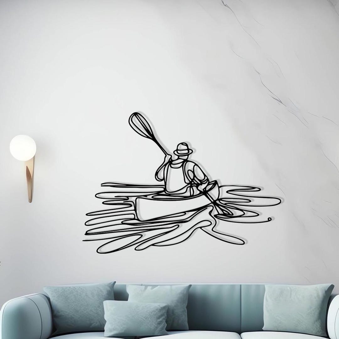 Canoe Wall Art Metal Kayak Decor for Outdoor Lovers, Rustic Black Home ...