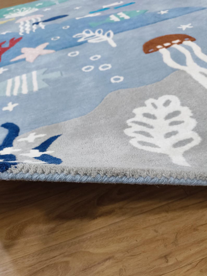 Under the Sea Rug, Hand Tufted Rug, 100% New Zealand Wool Rug ...