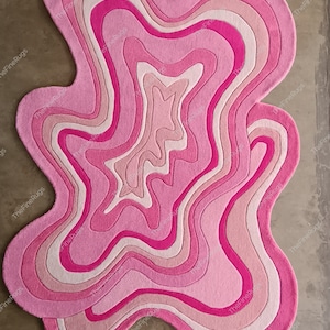 New Pink Irregular Shaped Hand-tufted Rug, 100% New Zealand Wool ...