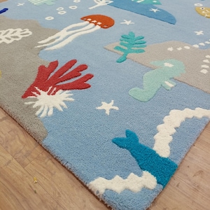Under the Sea Rug, Hand Tufted Rug, 100% New Zealand Wool Rug ...