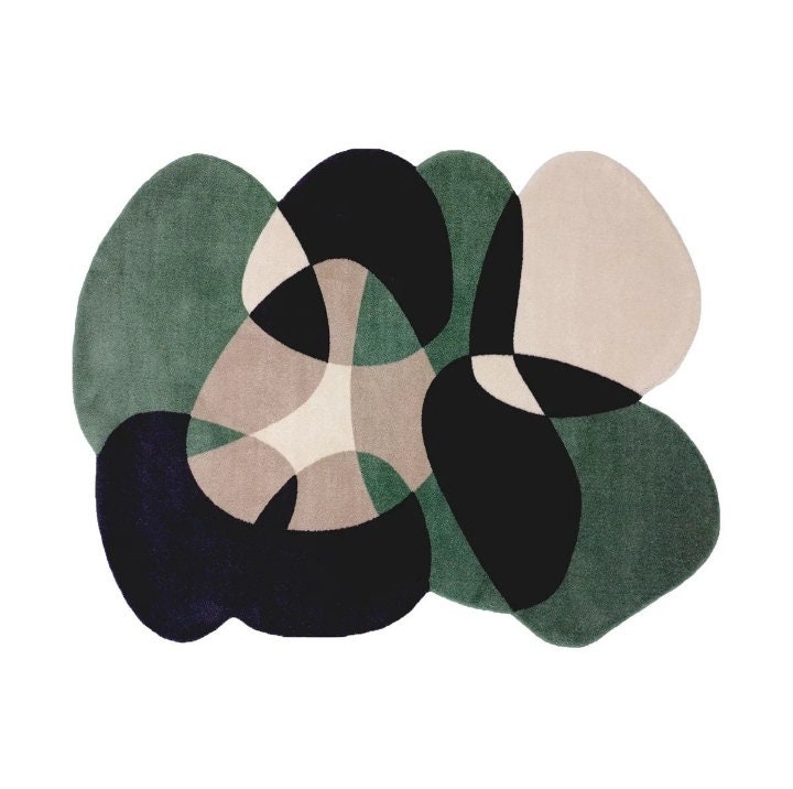 Irregular Shape Tufted Rug, Contemporary Layer Rug, 100% Wool Area Rug ...