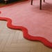Pink Wavy Edge Rug | Hand Tufted Wool Carpet With Red Border 100% Fine ...
